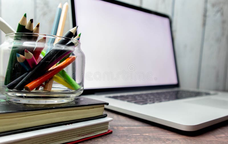 The Screen of the Program Source Code on the Laptop Placed on the Desk ...