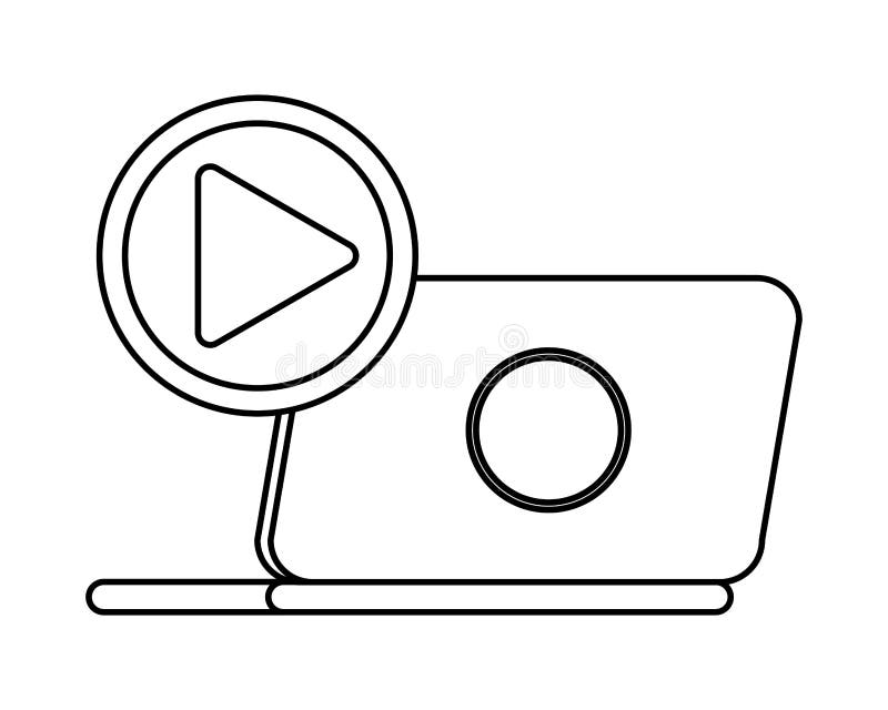 Laptop with Play Button Media Player Stock Vector - Illustration of ...