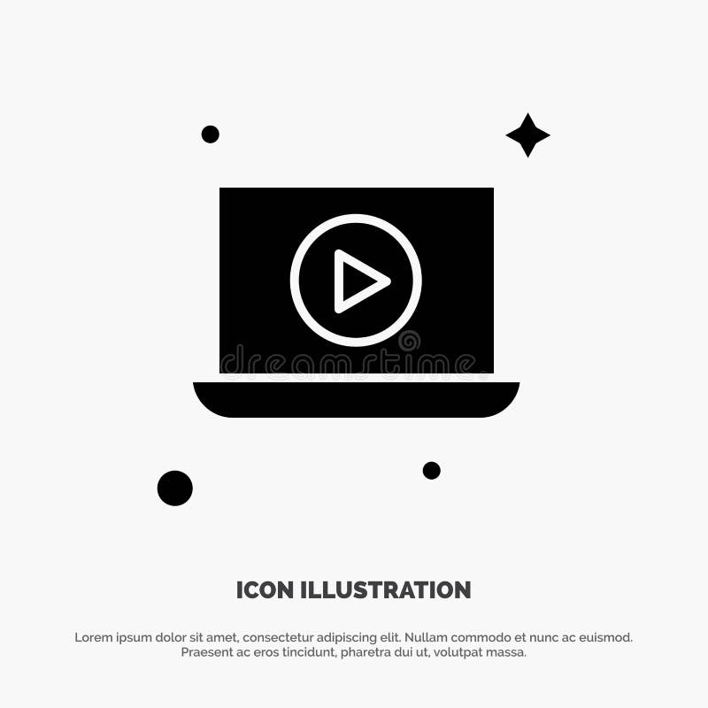 Laptop, Play, Video Solid Glyph Icon Vector Stock Vector - Illustration ...