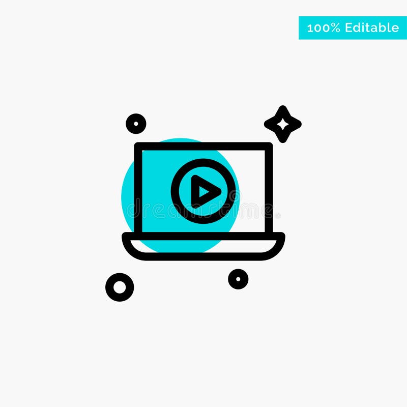 Laptop, Play, Video Turquoise Highlight Circle Point Vector Icon Stock ...
