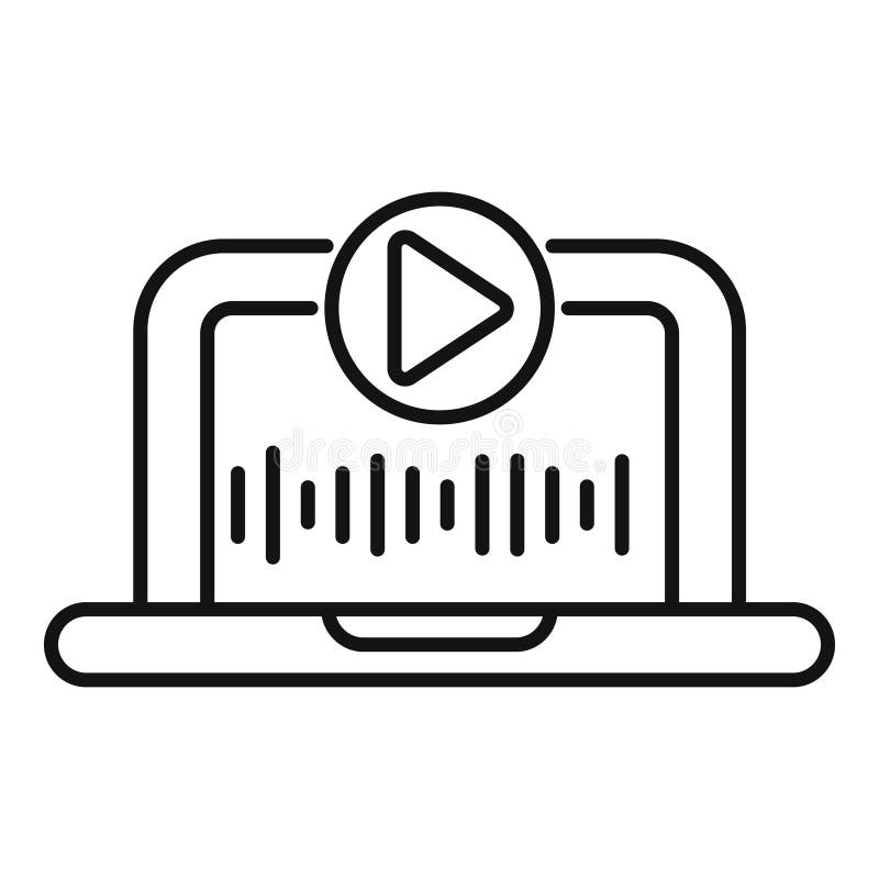 Laptop Playing Video with Play Button Icon Outline Stock Vector ...