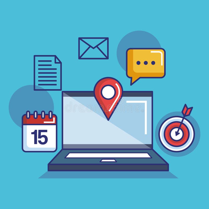 Pointer laptop map gps stock vector. Illustration of global - 81237260