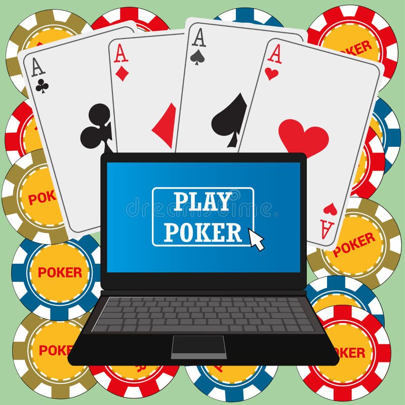Laptop with the Poker Application on the Screen Stock Vector ...