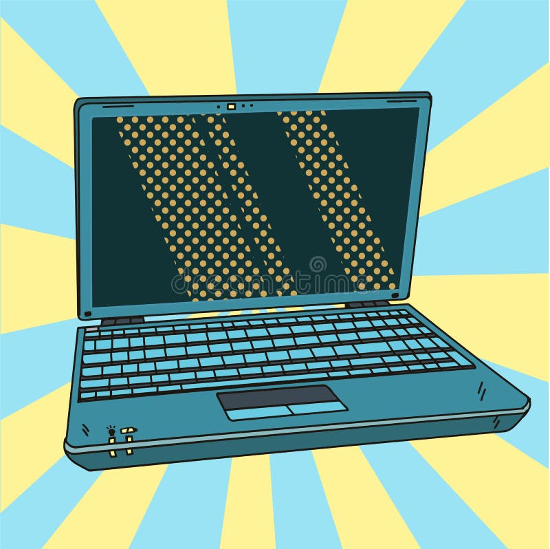Laptop in Pop Art. Open Digital Notebook in Comic Style. Vector ...