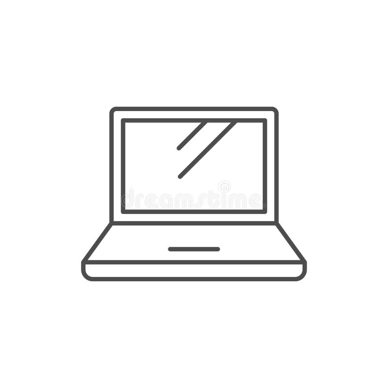 Modern Laptop Line Outline Icon Stock Vector - Illustration of office ...