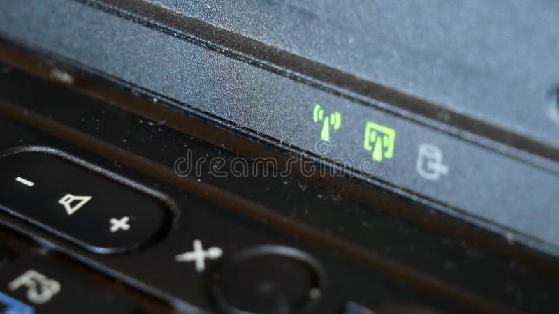 Laptop Power Button. Wi-Fi and Computer Drive Indicators Stock Footage ...