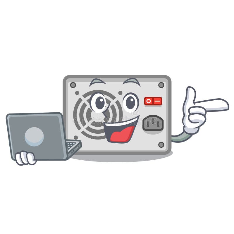 With Laptop Power Supply Isolated in the Cartoon Stock Vector ...