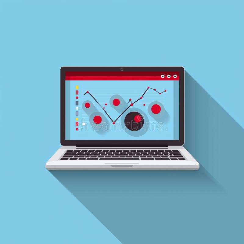 Laptop Presenting Data Analysis and Statistics Stock Illustration ...