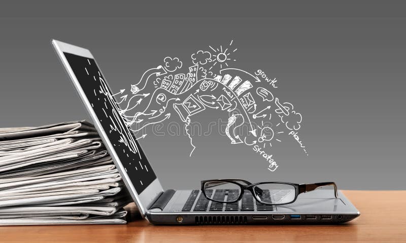 Laptop stock image. Image of editor, newspapers, black - 113173693