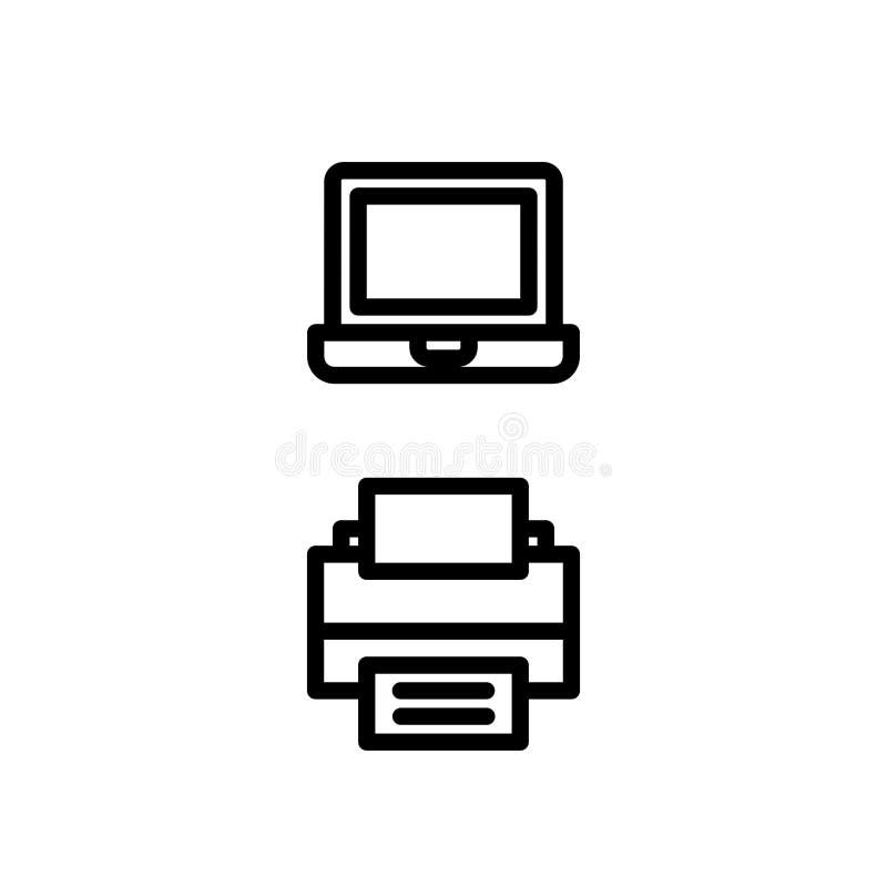 Laptop & Printer. Technology & Gadget for Work Icon Stock Vector ...