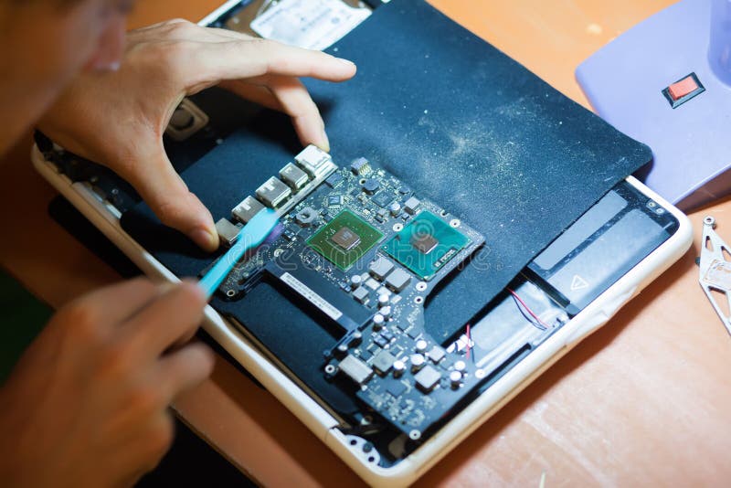 Laptop processor cleaning stock image. Image of electronic - 108451377