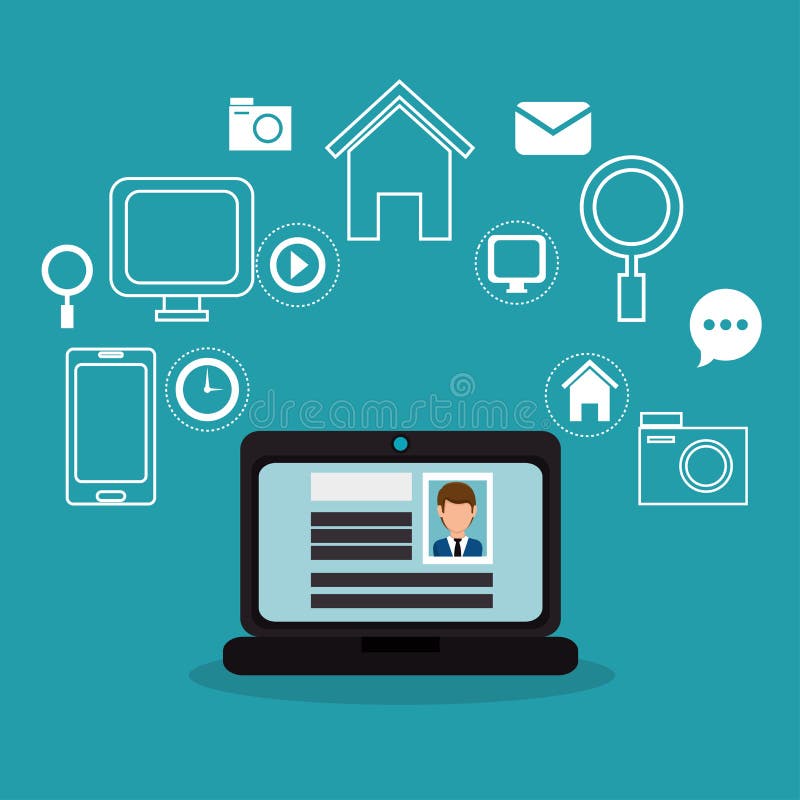 Laptop Profile Page Internet Media Stock Vector - Illustration of ...