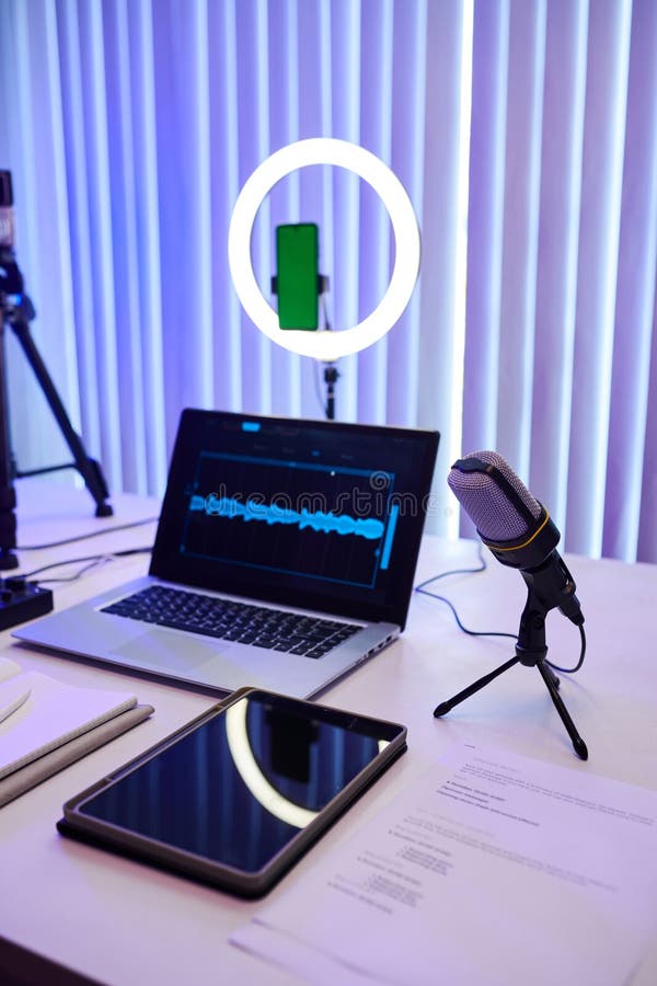 Laptop with Program for Sound Recording Stock Photo - Image of online ...