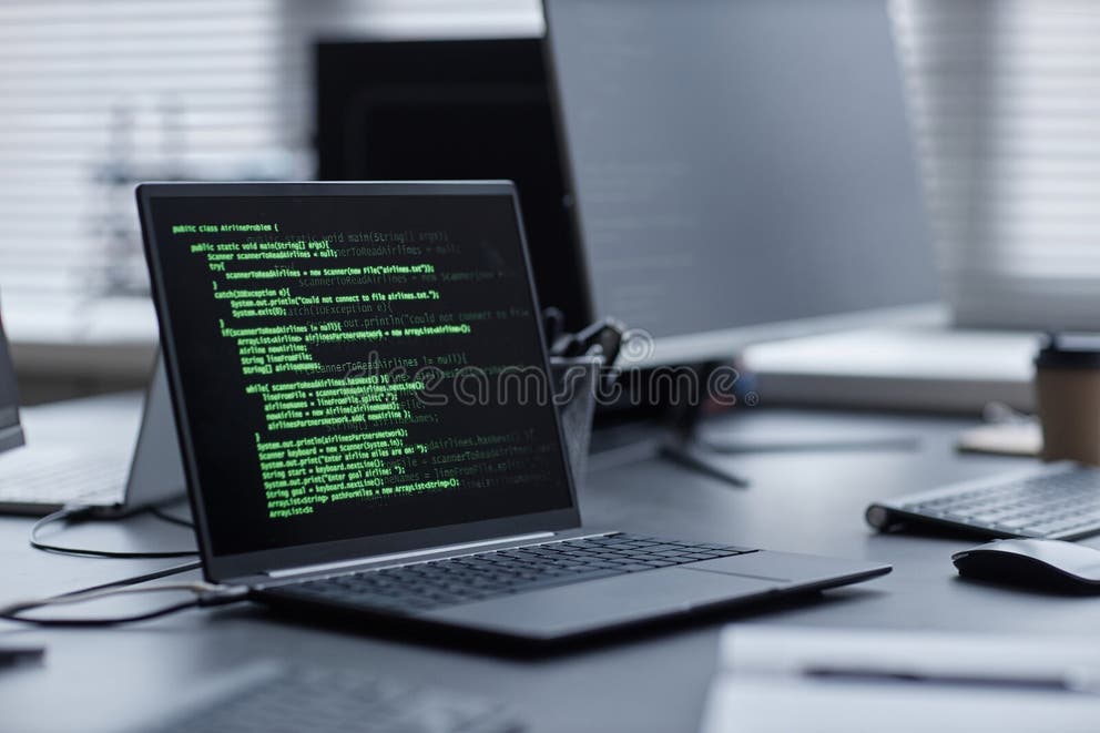 Laptop with Programming Code on Screen Stock Photo - Image of digital ...