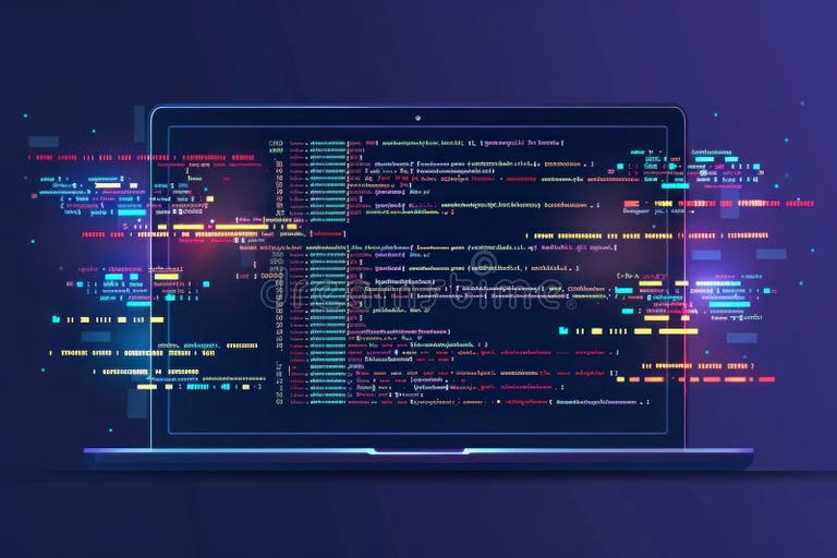 Laptop with Programming Code Screen, Software Development, Coding, Web ...