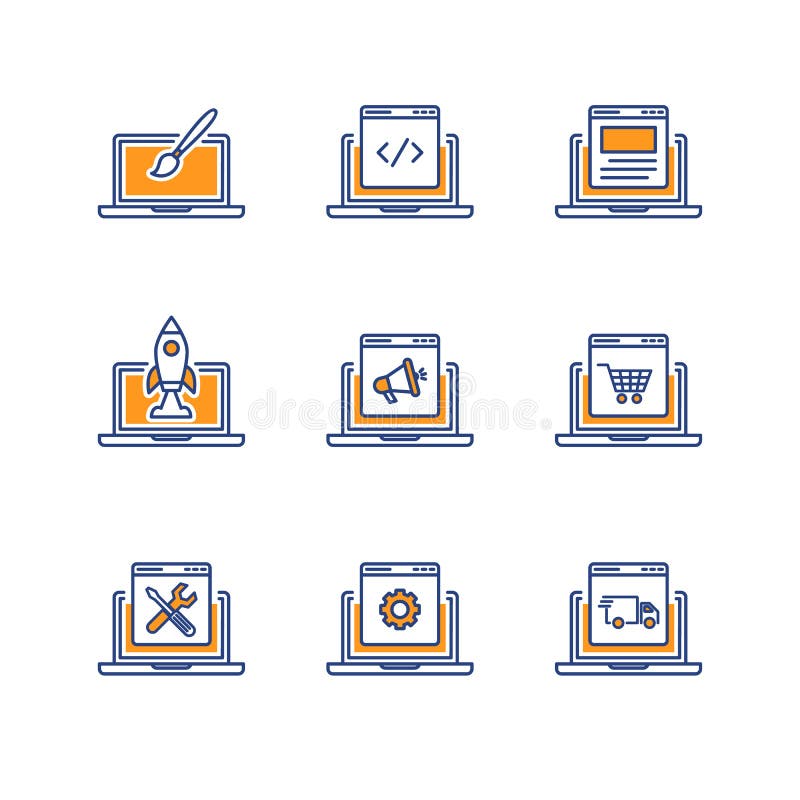 Laptop Programming Icons Set Programmer Developer Stock Two Color Semi ... Laptop Programming Icons Set Programmer Developer Stock Two Color Semi ...