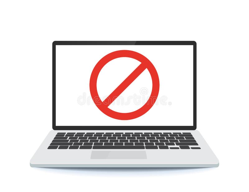 Laptop with Prohibition Sign on the Screen. Stock Vector - Illustration ...