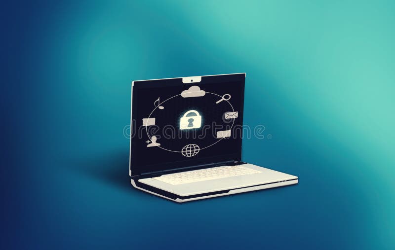 The Laptop protection stock photo. Image of software - 137009952