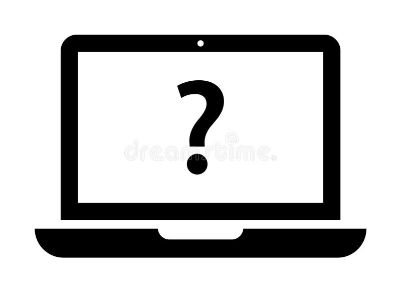 Laptop with Question Mark Sign Stock Illustration - Illustration of ...