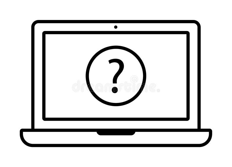 Laptop with Question Mark Sign Stock Illustration - Illustration of ...