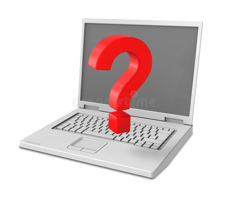 Laptop with Question Mark Sign Stock Illustration - Illustration of ...