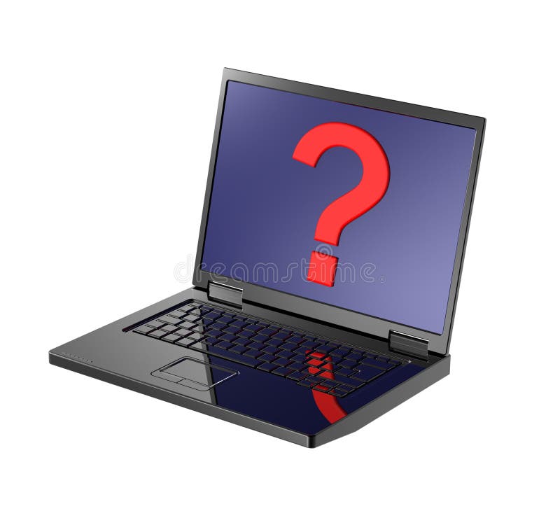 Laptop with Question Mark Sign Stock Illustration - Illustration of ...