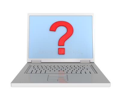 Laptop with Question Mark Sign Stock Illustration - Illustration of ...