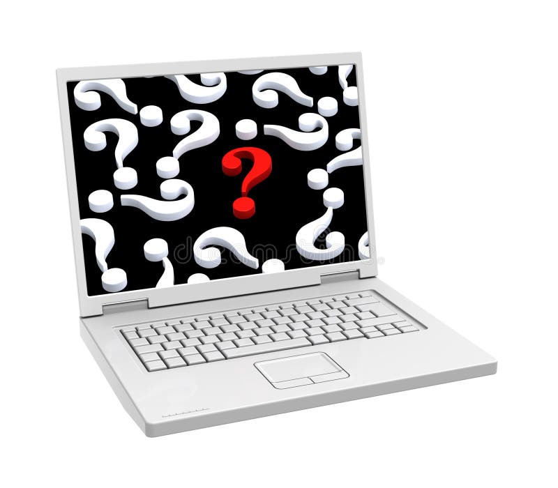 Laptop with Question Mark Sign Stock Illustration - Illustration of ...