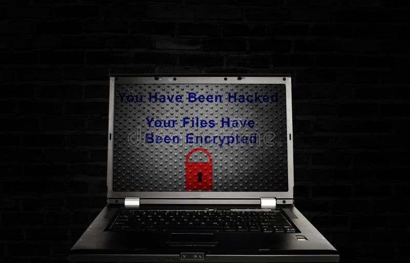 Laptop ransomware message stock photo. Image of ransom - 190700358