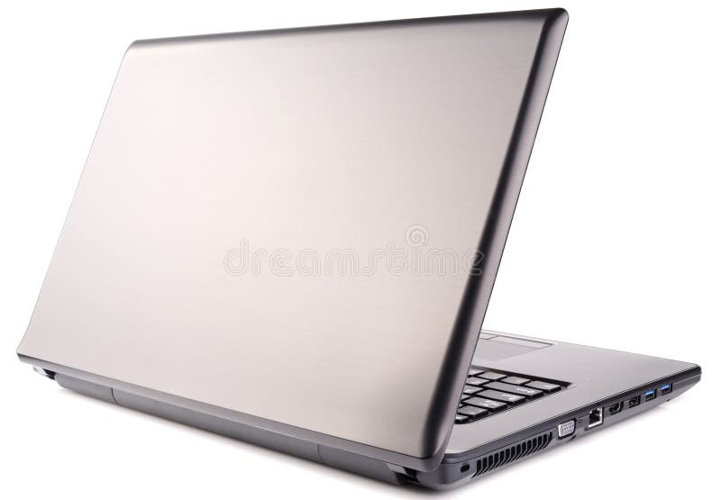 Laptop Rear Isometric View on White Stock Image - Image of equipment ...