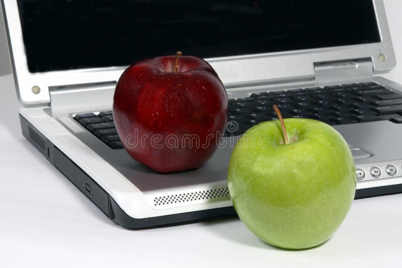 Apple on the laptop stock image. Image of desk, hardware - 1817997