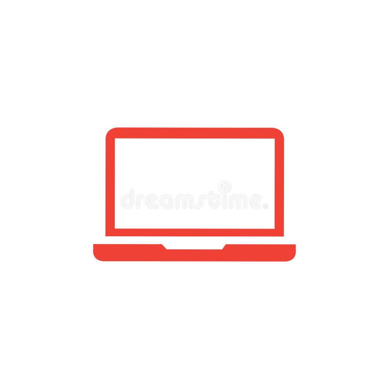 Laptop Red Icon on White Background. Red Flat Style Vector Illustration ...