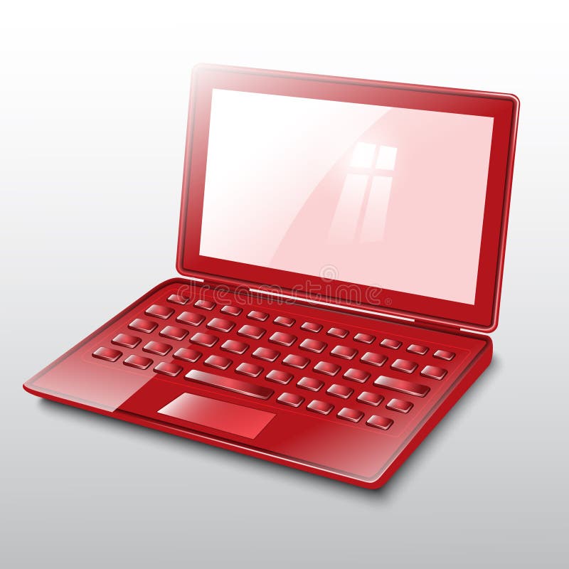 Red laptop connect printer stock illustration. Illustration of ...