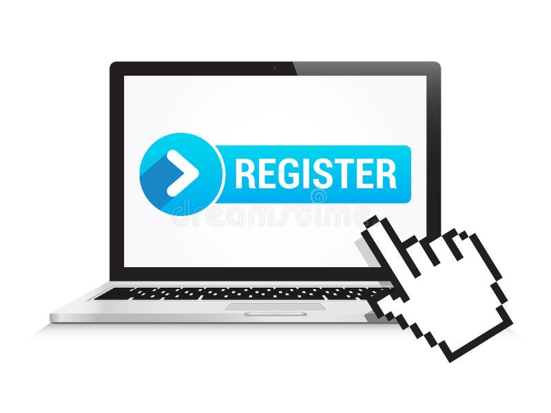Laptop Register Button stock vector. Illustration of internet - 197132924