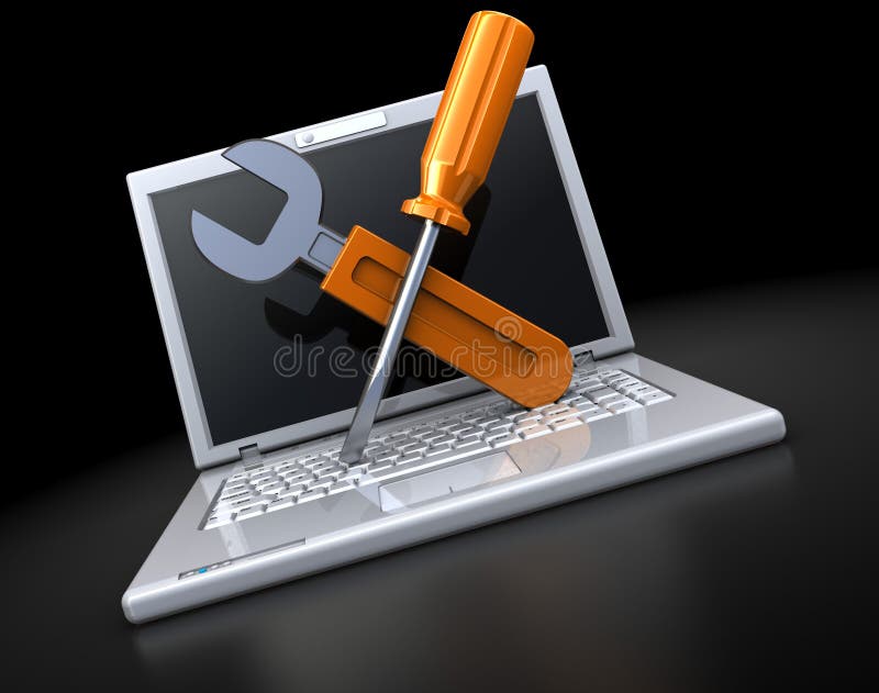 Laptop repair stock illustration. Illustration of dark - 15509462