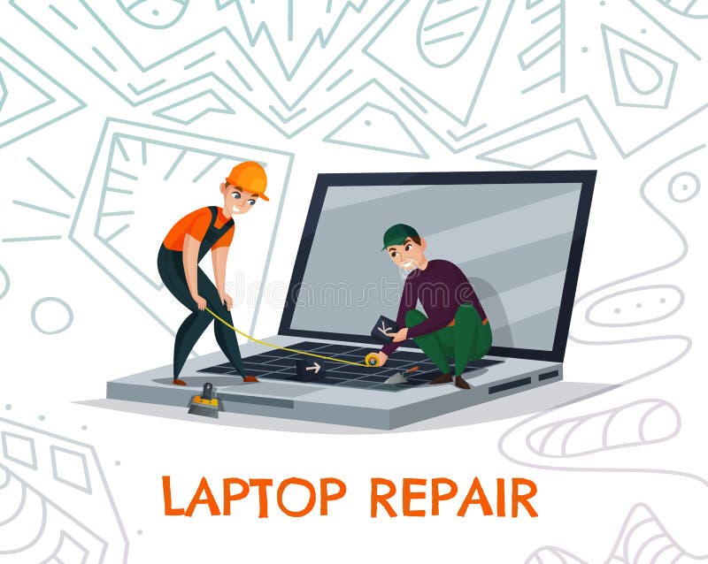Laptop Repair Illustration stock vector. Illustration of portable ...