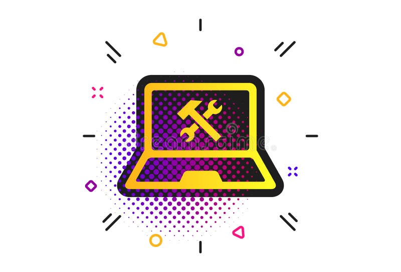 Laptop Repair Sign Icon. Notebook Service Symbol. Stock Vector ...
