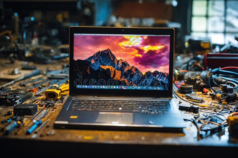 Laptop in Repair Workshop of Computer Hardware and Electronics Stock ...