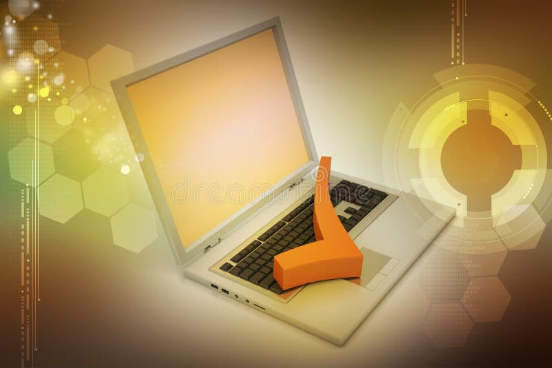 Laptop with right mark stock illustration. Illustration of screen ...