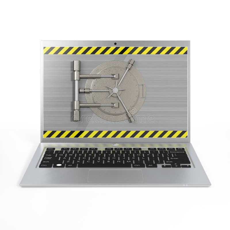 Laptop with a safe lock. stock image. Image of lock, guard - 46267927