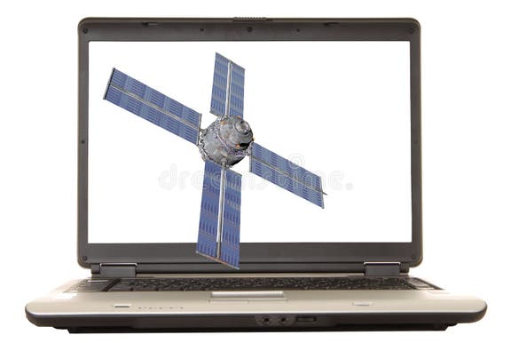 Laptop satellite stock illustration. Illustration of atmosphere - 1948291