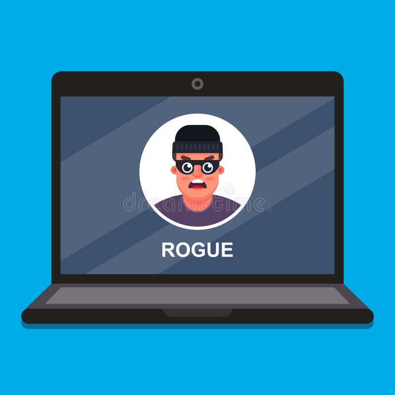 Laptop scammer. data theft stock vector. Illustration of concept ...