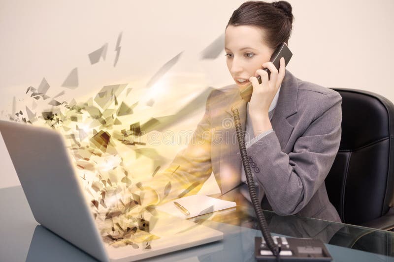 Laptop Screen of a Businesswoman Exploding Stock Photo - Image of aback ...