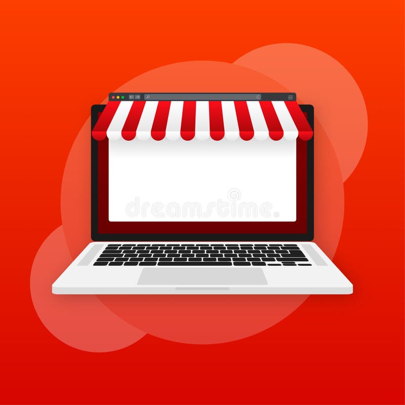 Laptop with and Screen Buy. Concept Online Shopping Stock Vector ...