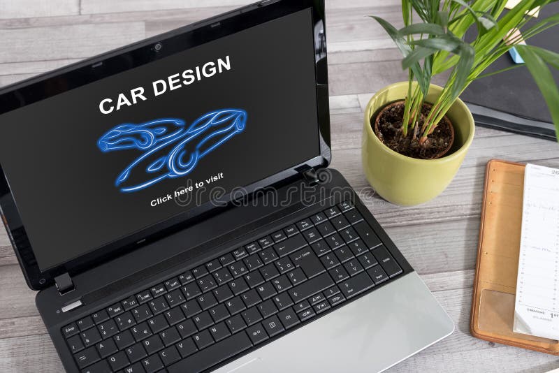 Car Design Concept on a Laptop Stock Photo - Image of fast, auto: 105017006