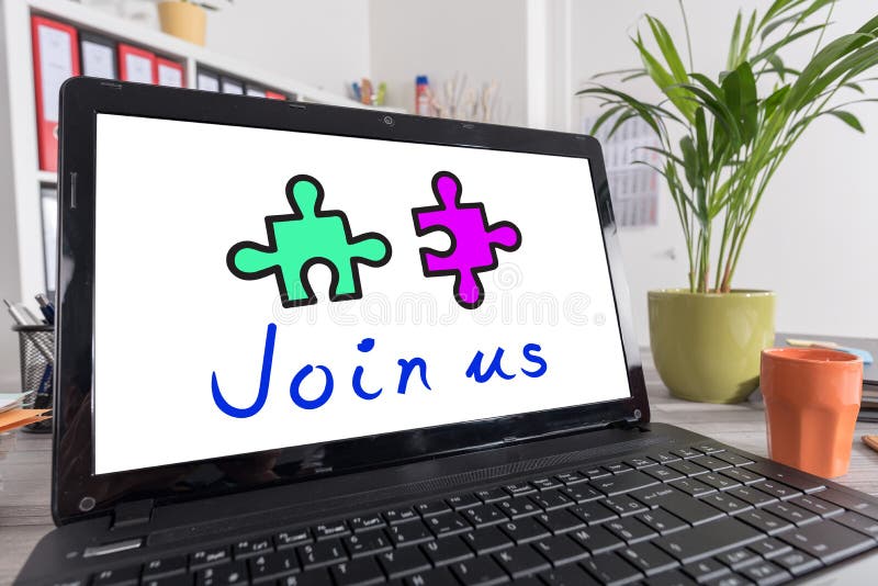 Cooperation Concept on a Laptop Stock Image - Image of symbol, success ...