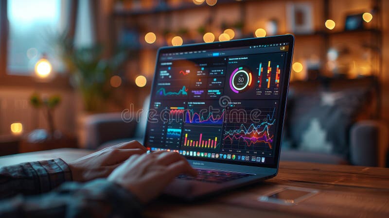 On the Laptop Screen, Data and Analytics in the Form of Graphs and Sine ...