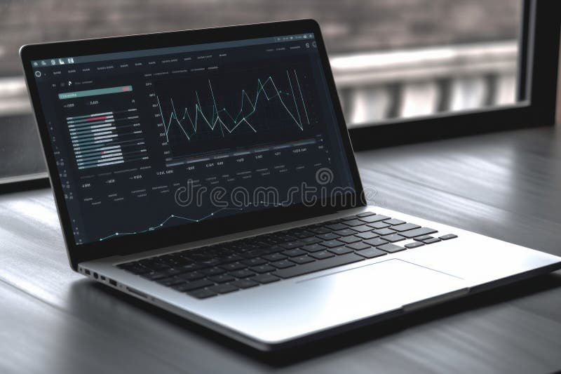 Laptop Screen Data. Generate Ai Stock Illustration - Illustration of ...