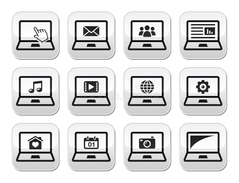 Laptop black buttons set stock illustration. Illustration of grey ...