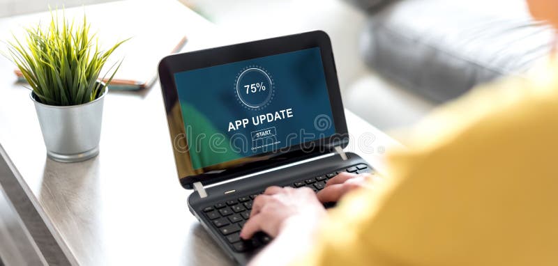 Application Update Concept on a Laptop Screen Stock Photo - Image of ...